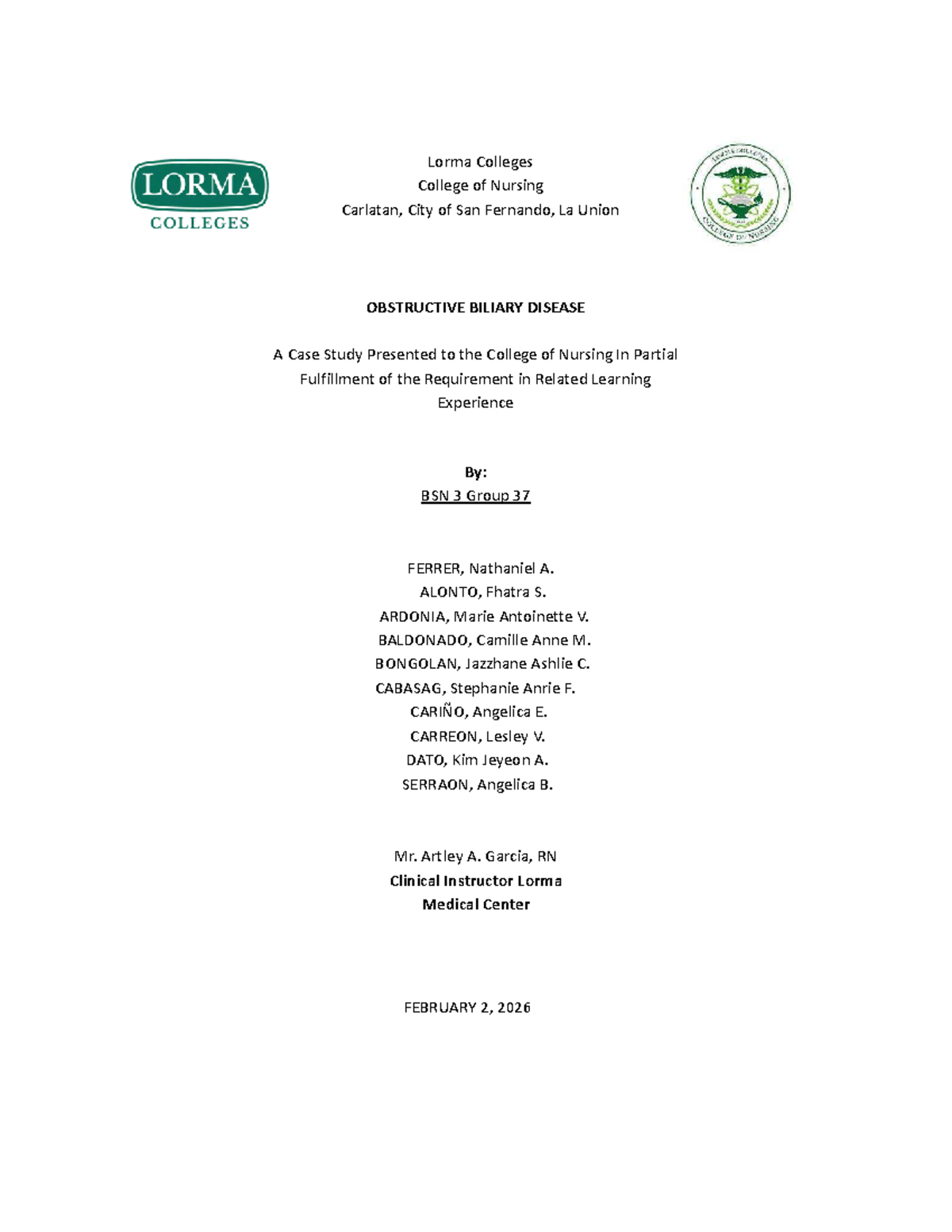 BSN 3 Case Study: Obstructive Biliary Disease Management - Studocu