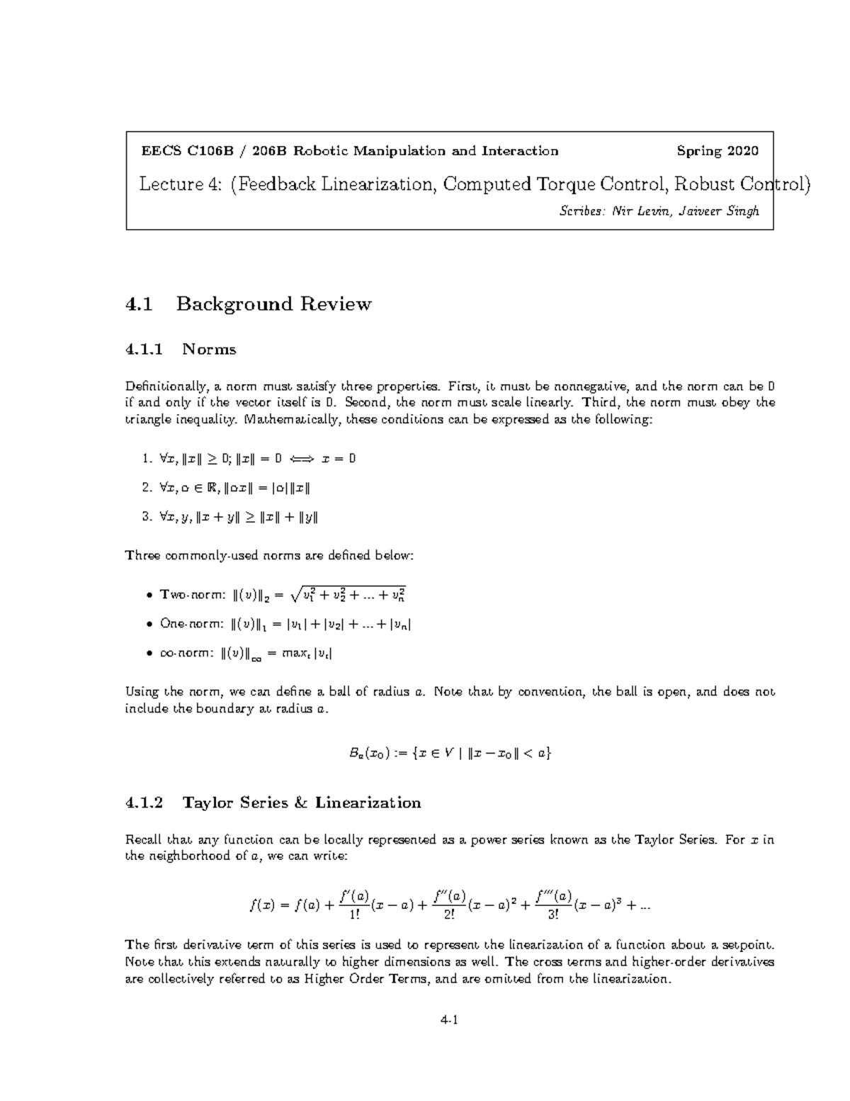 Scribe lec4 - Game - EECS C106B / 206B Robotic Manipulation and ...