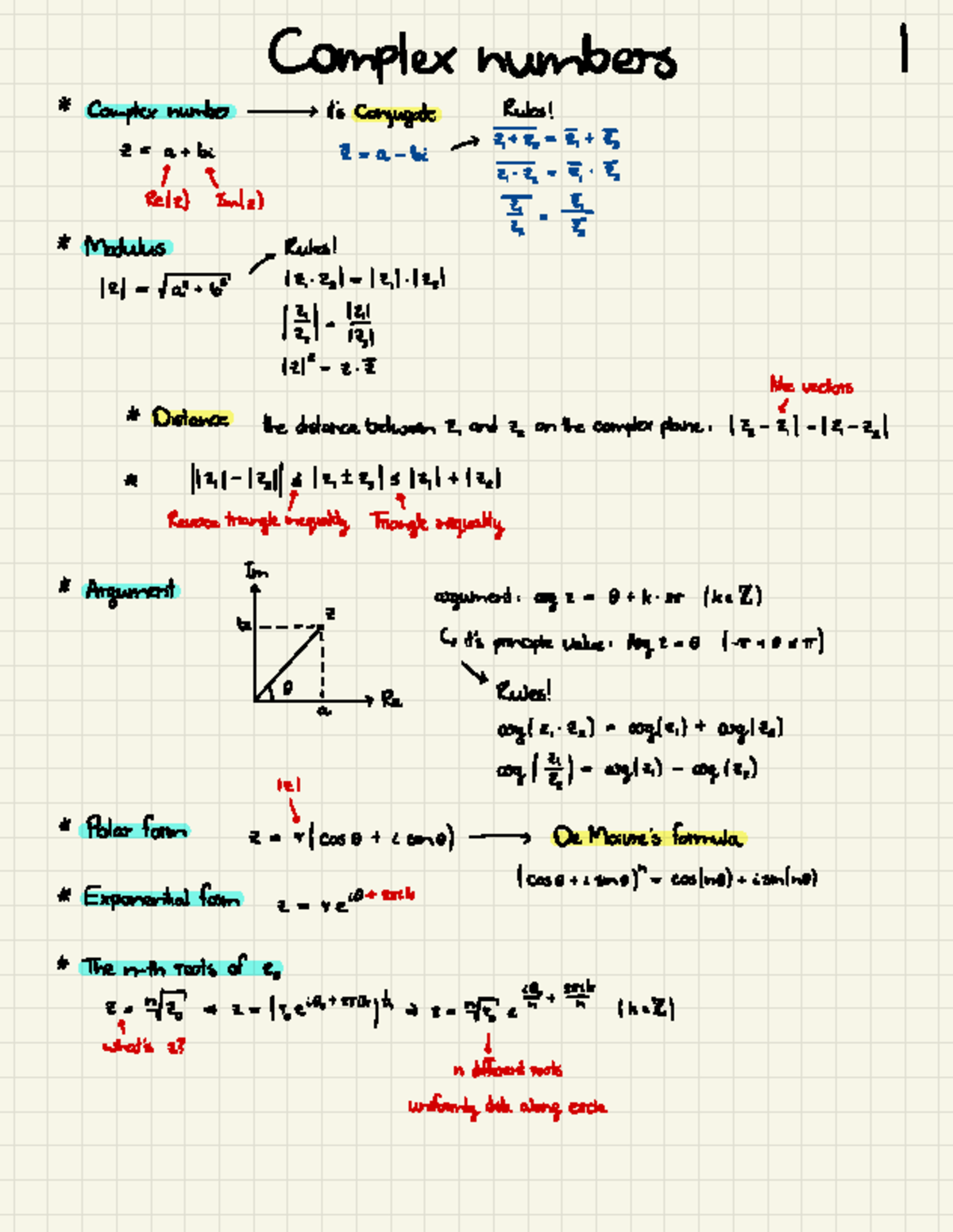 Complex Analysis Lectures 1-2: Key Concepts and Rules - Studeersnel