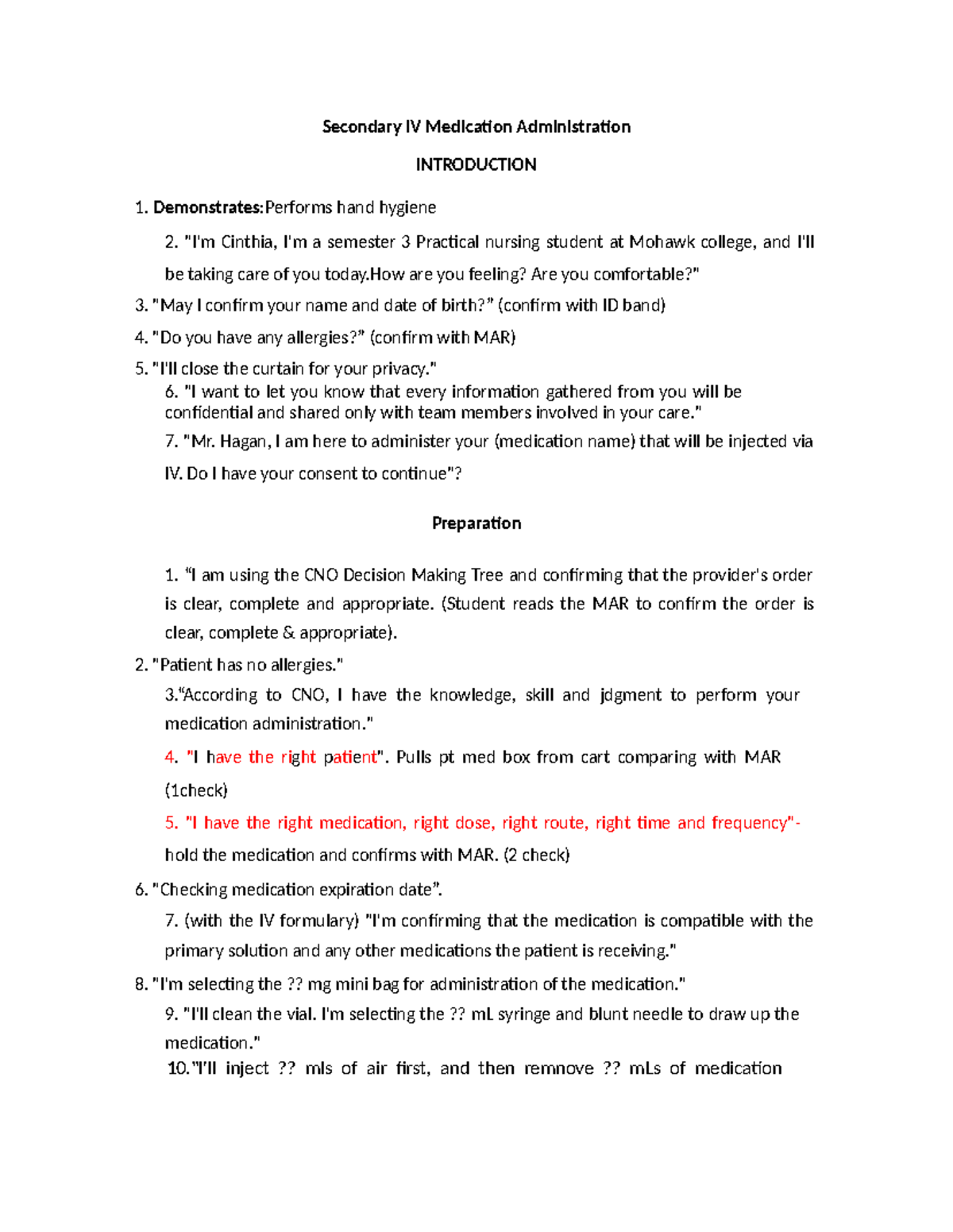 Secondary IV Medication Administration - Practical Nursing Guide - Studocu