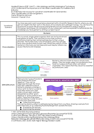 Unit 4 aim D - UNIT 4: Laboratory techniques and their application ...