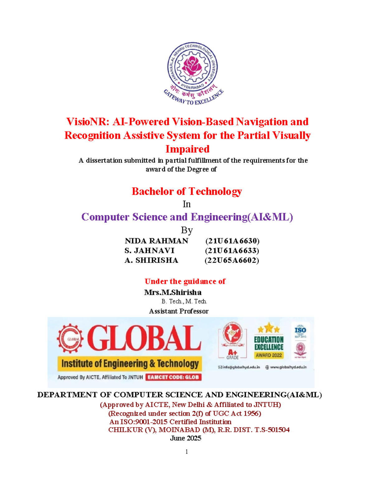 VisioNR: Navigation & Recognition System for Partial Visual Impairment ...