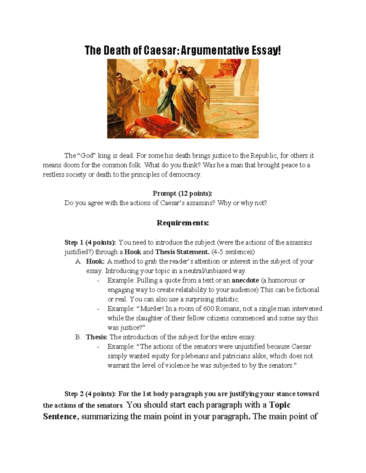 ENG 101: The Death of Caesar - Argumentative Essay Guide - Studocu