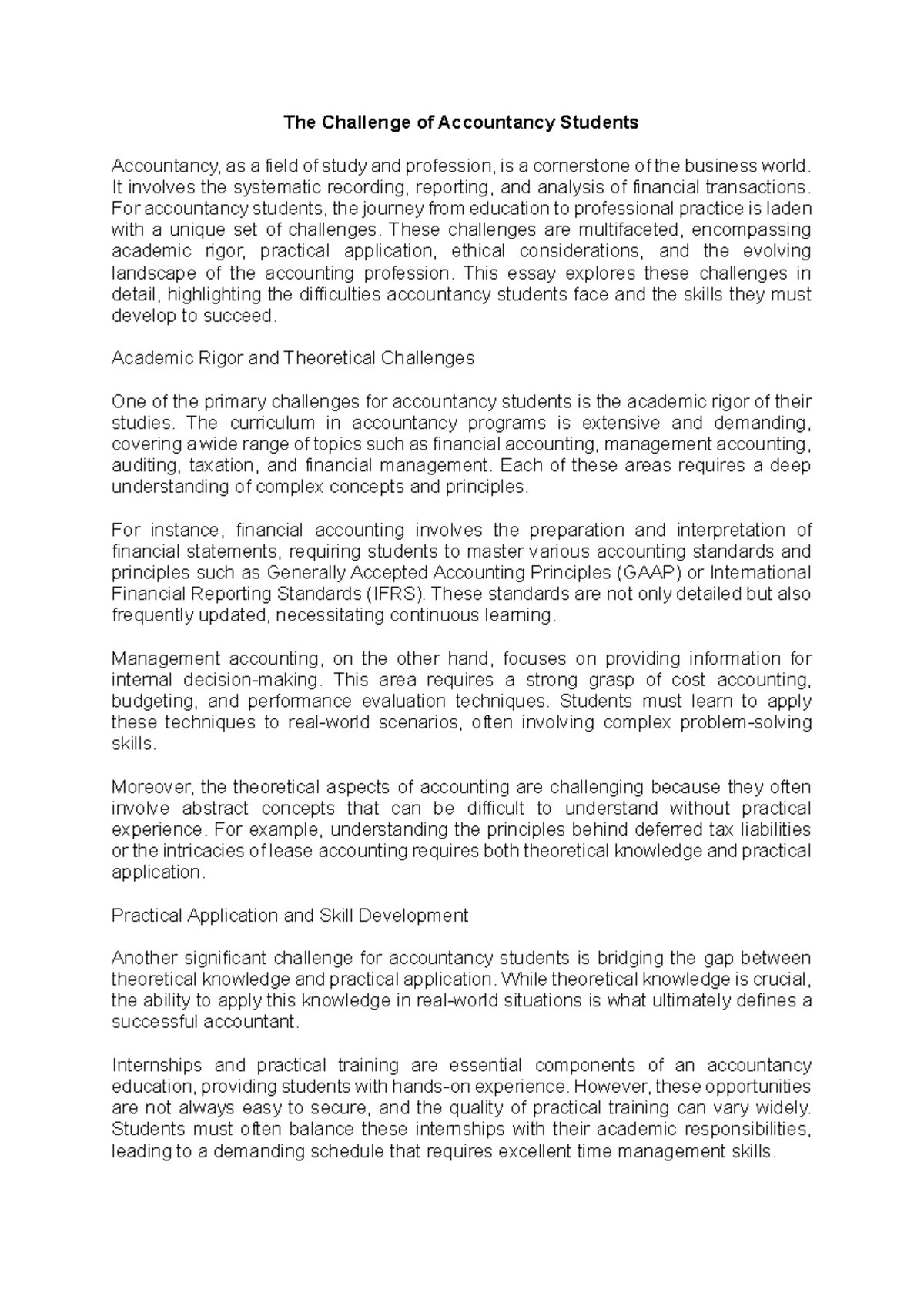 Challenges Faced by Accountancy Students: A Detailed Exploration - Studocu