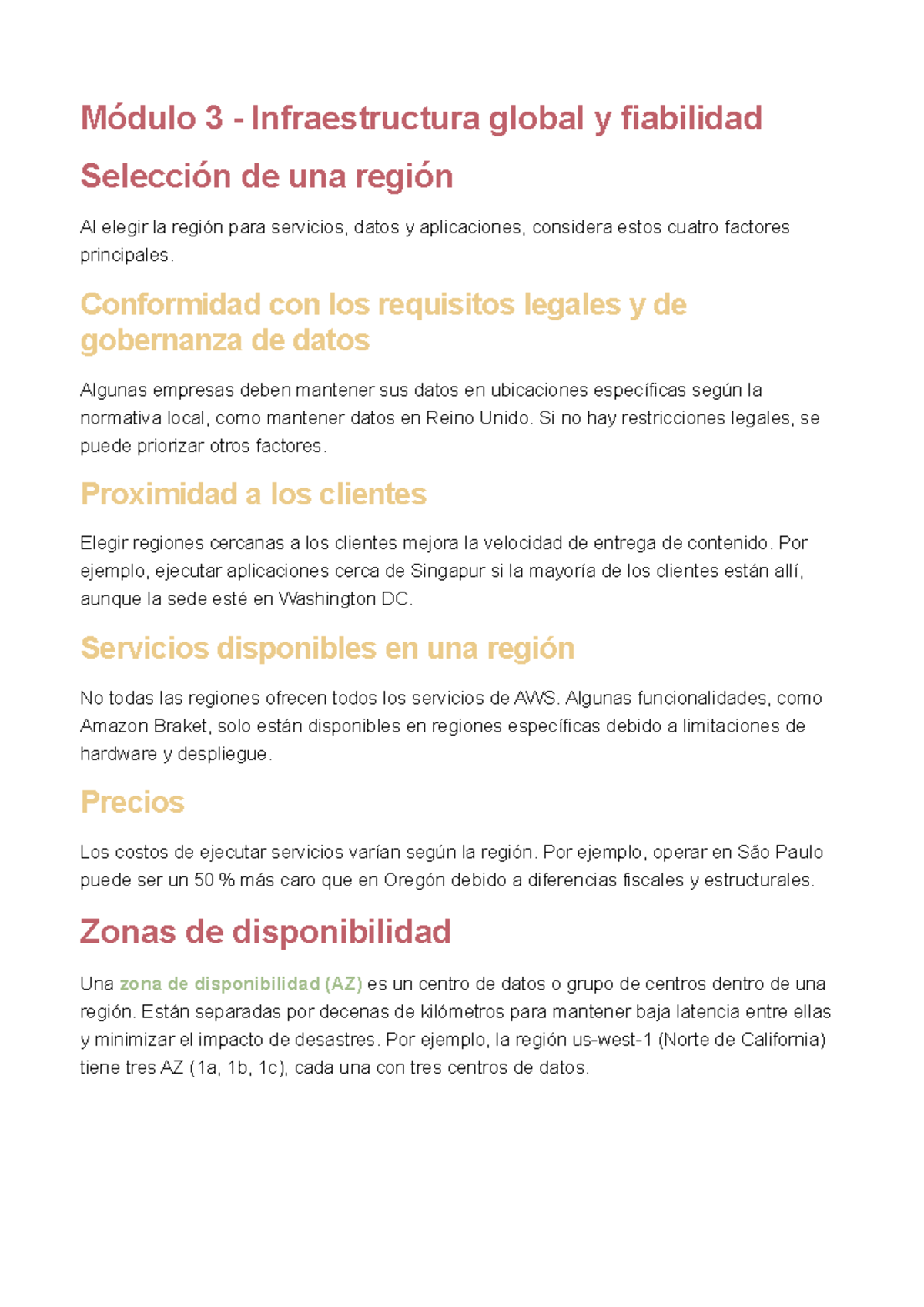 Módulo 3: Infraestructura Global y Fiabilidad en AWS - Studocu