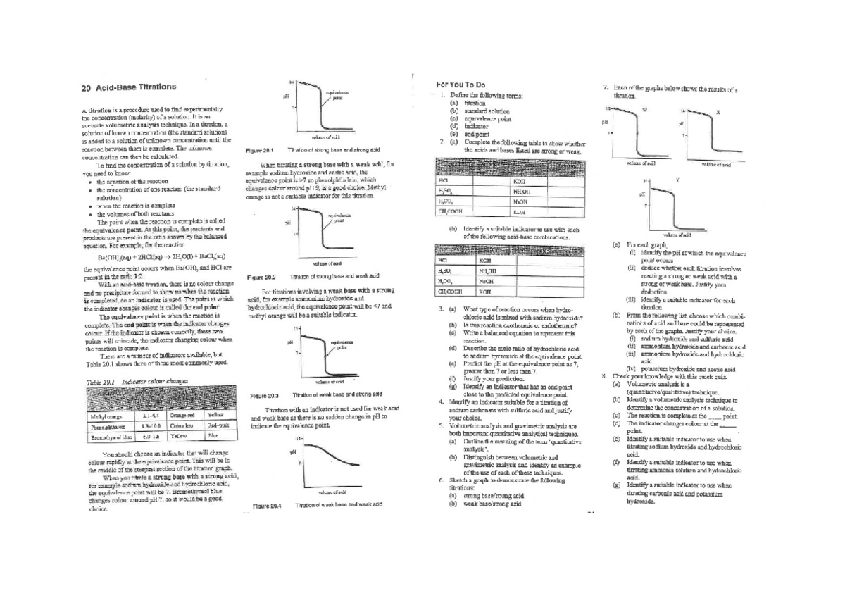 Titration WS1 - Understanding Equivalence Points and Indicators - Studocu