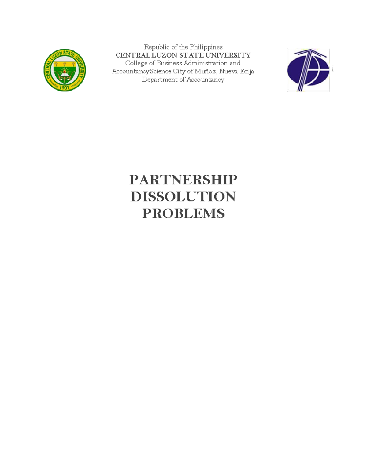 Partnership Dissolution Problems and Solutions for ACC 101 - Studocu