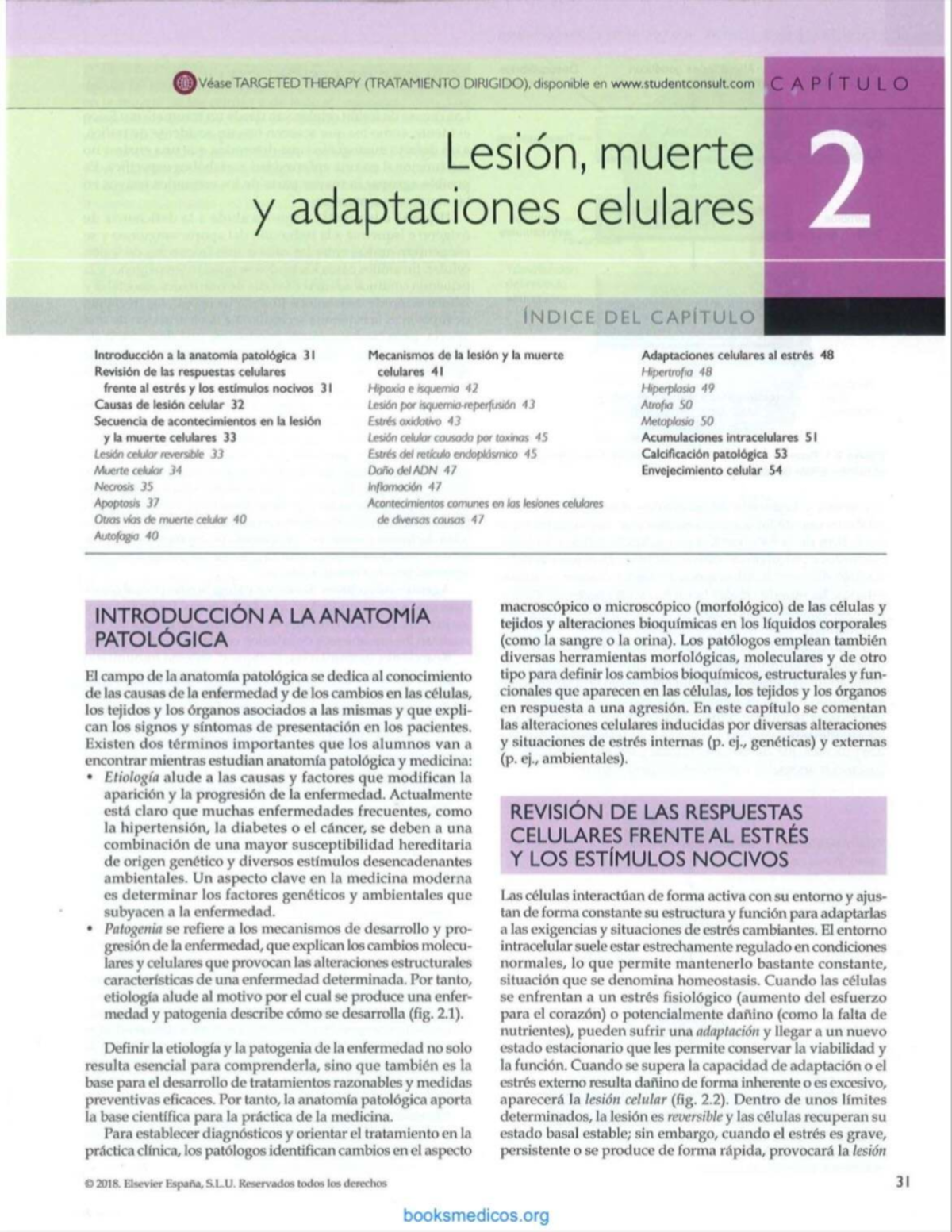 Capítulo 2: Lesión, Muerte y Adaptaciones Celulares - Robbins - Studocu