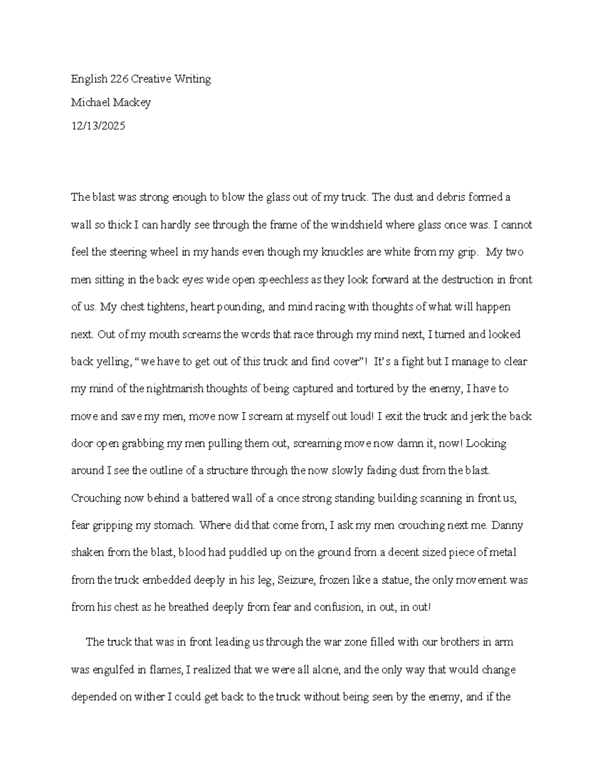 English 226 Creative Writing: Module 7-2 Revision - A Nightmarish ...