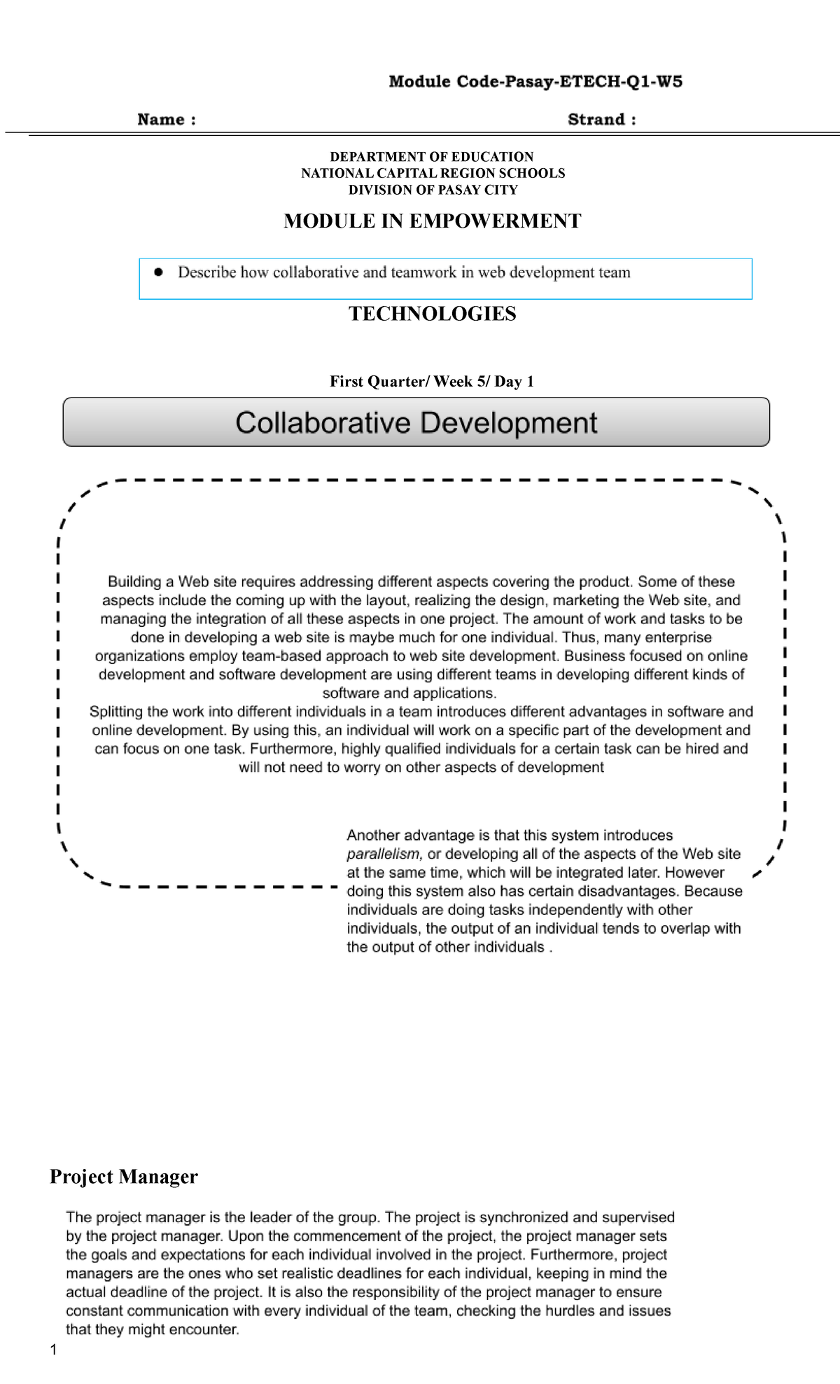 Etechq 1 W5 - empowerment technology module week 5 quarter 1 ...
