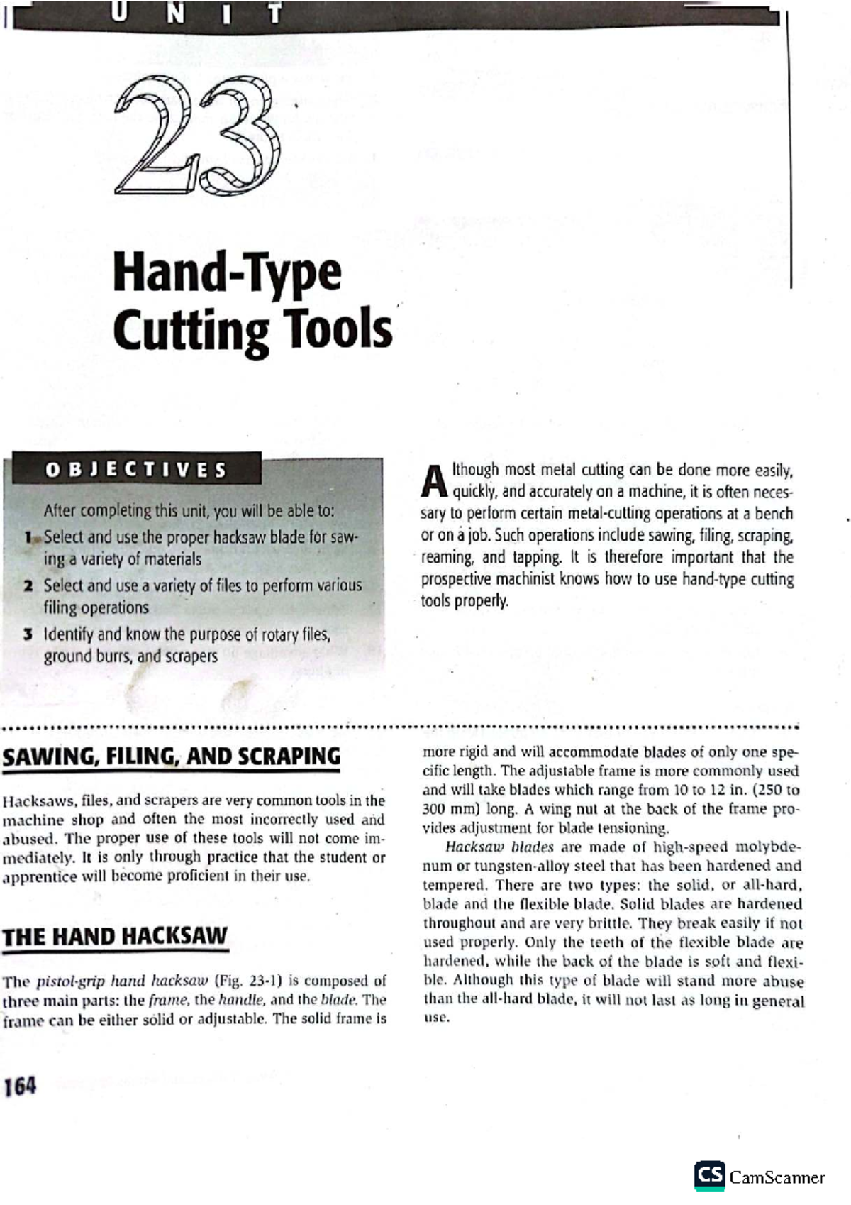 Cutting Tools and Techniques: HAND Cutting Tool Overview - CS 164 - Studocu
