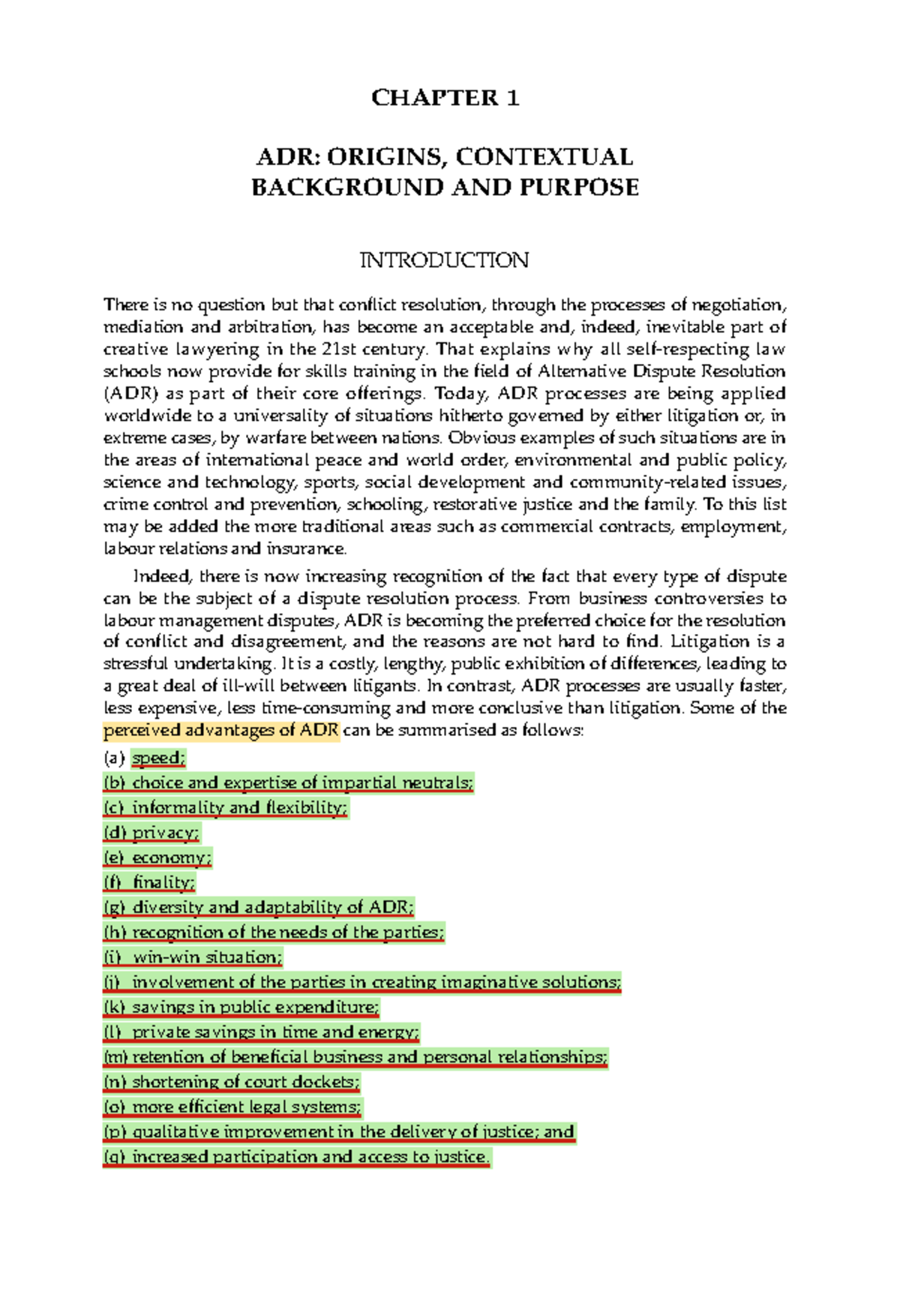 CHAPTER 1: ADR - Origins, Context, and Purpose in Conflict Resolution ...