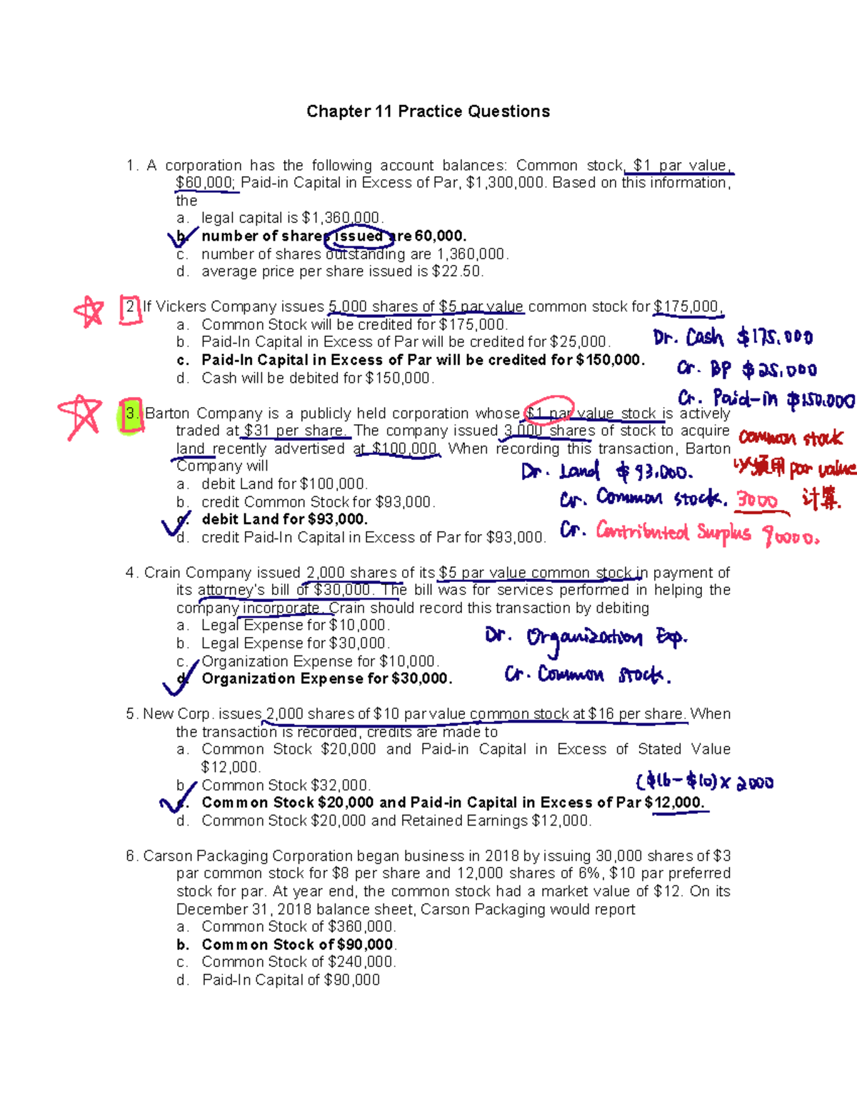 Chapter 11 Investment Practice Questions and Answers - Studocu