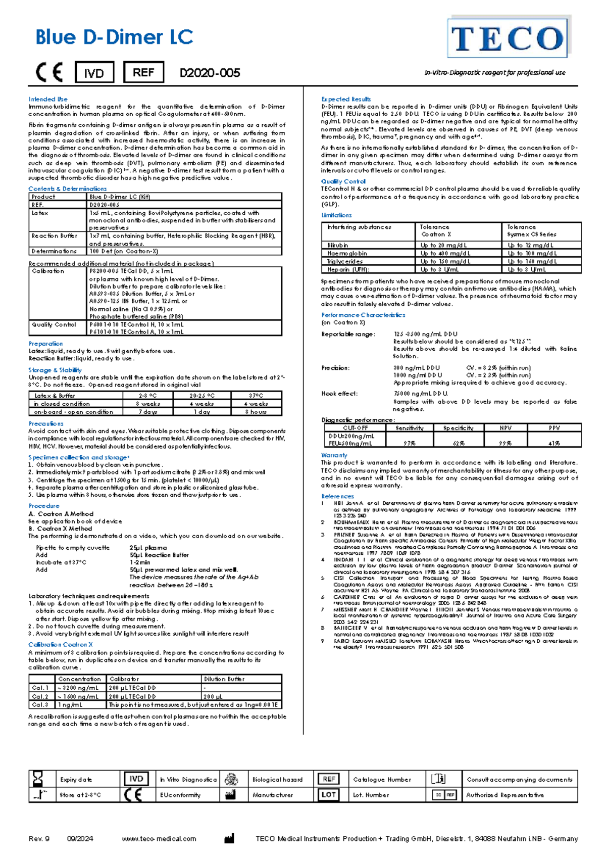 IFU Teco Blue D-Dimer Reagent for IVD Use - Studocu