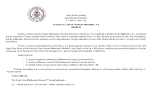Course Outline - Curriculum Map for General Mathematics G11 - Studocu