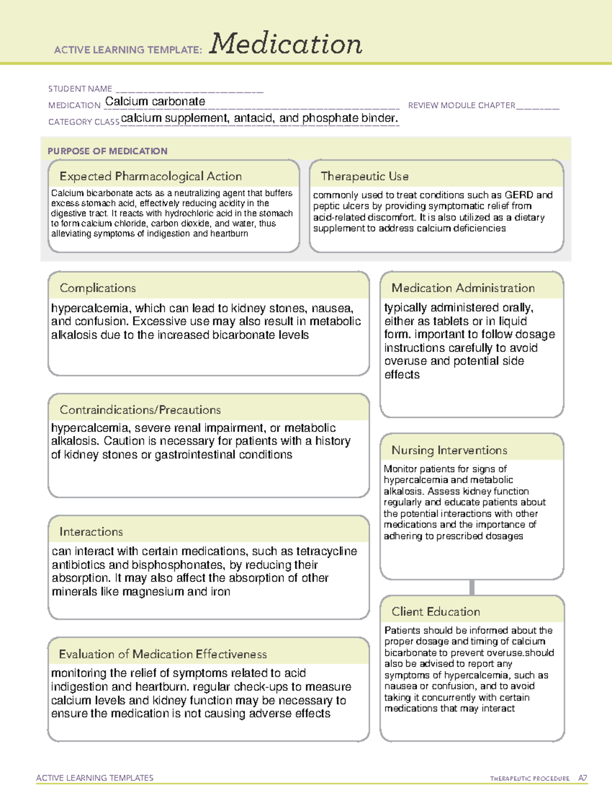 Calcium carbonate - meds - ACTIVE LEARNING TEMPLATES TherapeuTic ...