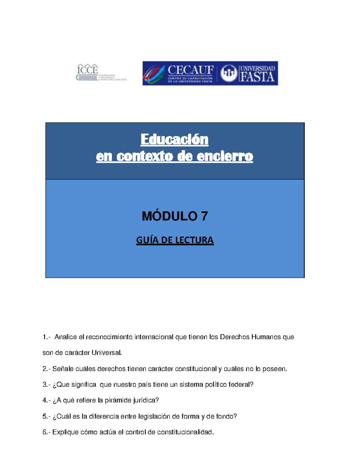 Guía de lectura - Módulo 2 - Dimensión Jurídica de las prácticas ...