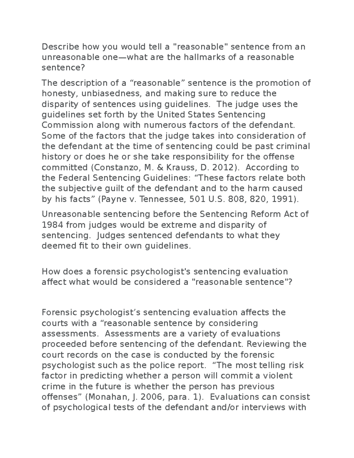 Psy 205 Week 5 Discussion: Reasonable vs. Unreasonable Sentencing - Studocu