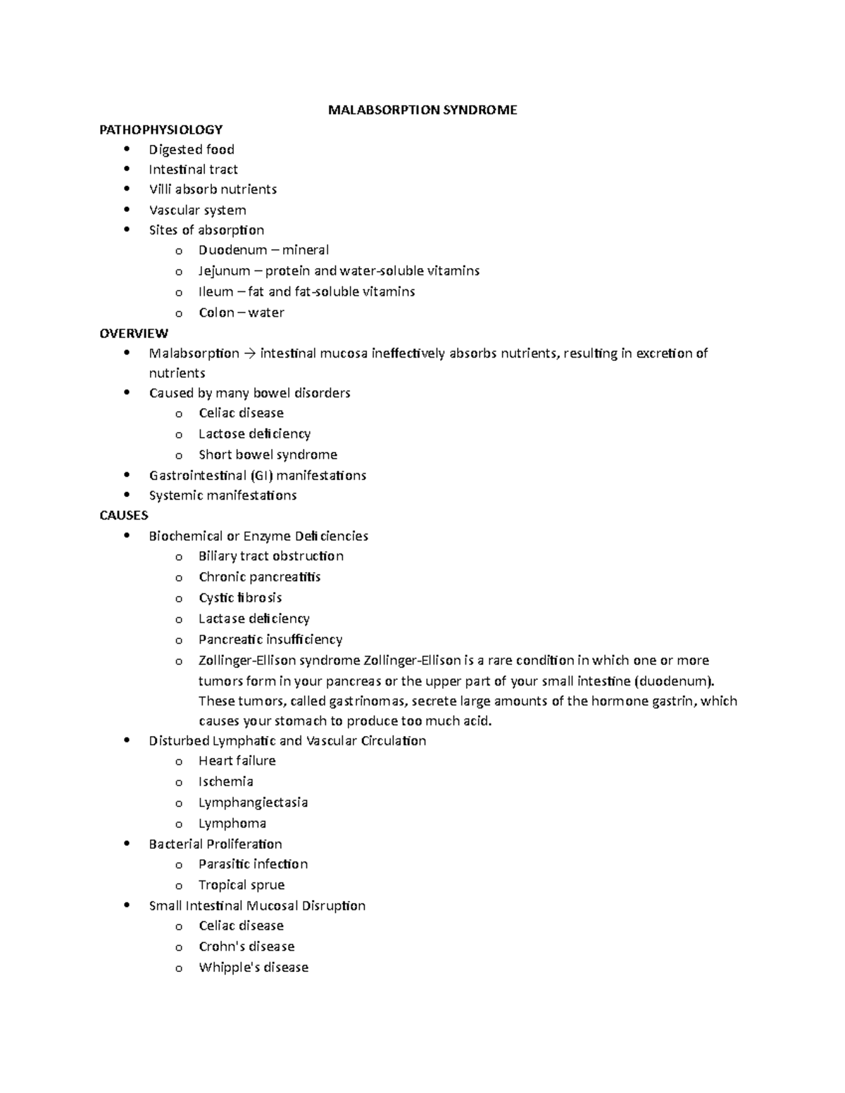 Malabsorption Syndrome - MALABSORPTION SYNDROME PATHOPHYSIOLOGY ...