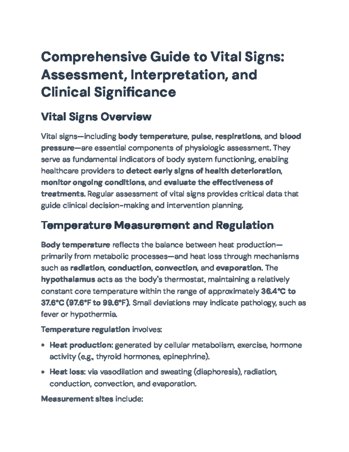 Comprehensive Guide to Vital Signs: Assessment & Interpretation (NURS ...