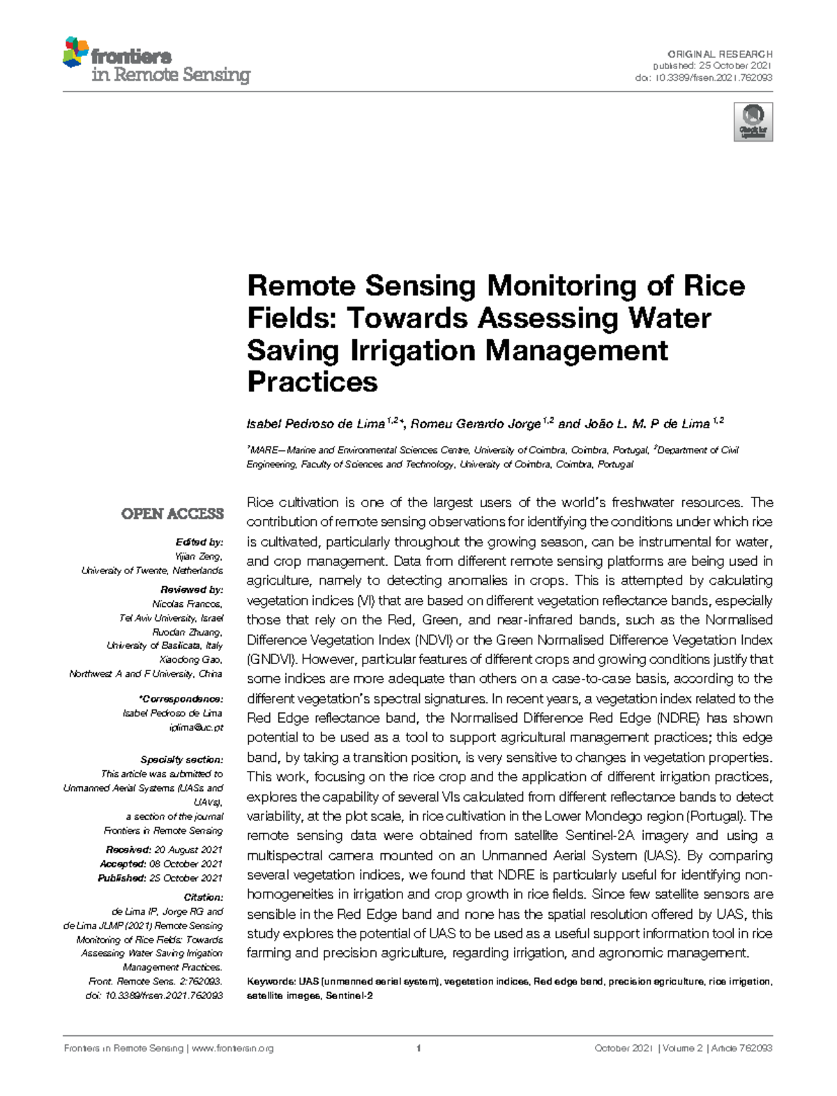 Remote Sensing Monitoring of Rice Fields: Water-Saving Practices ...