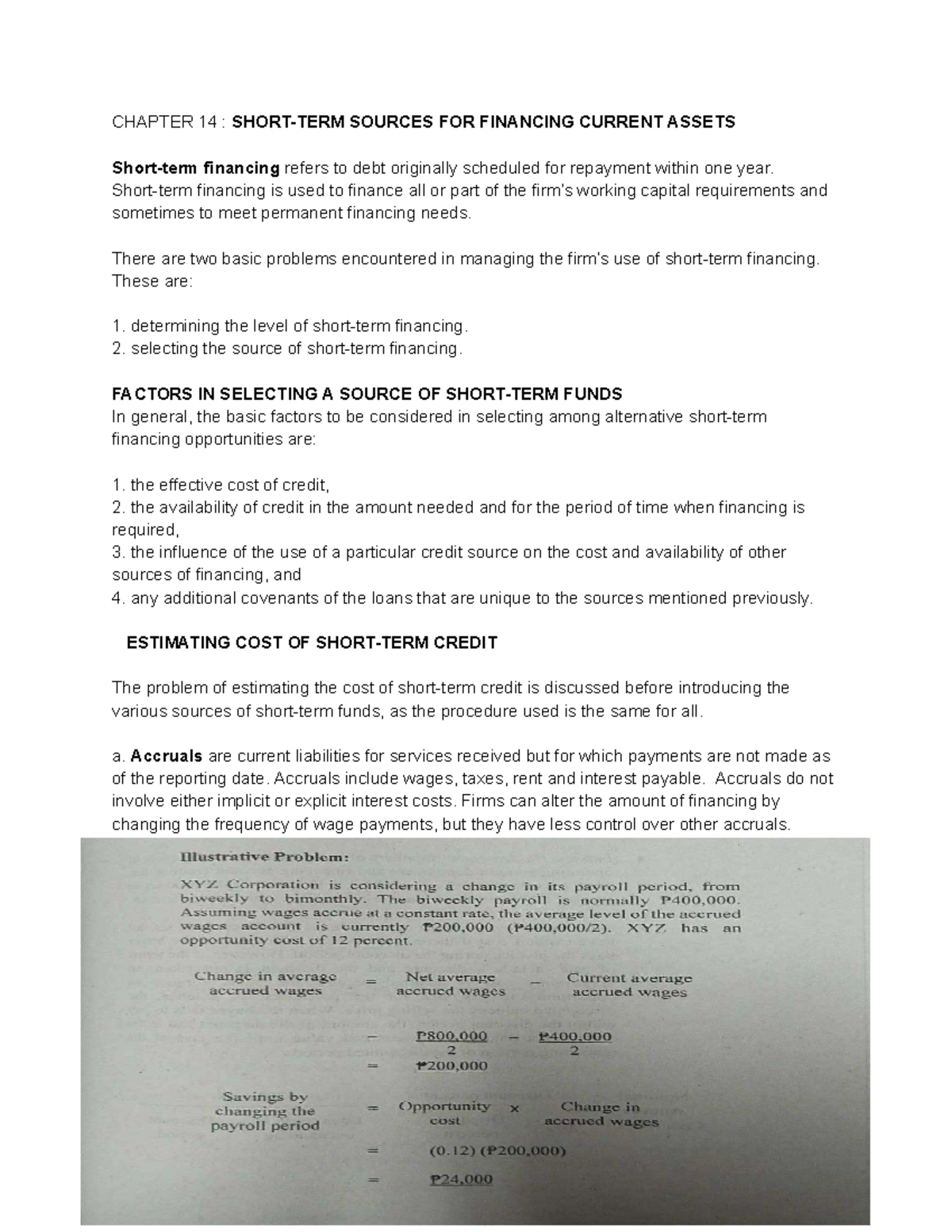 Chapter 14: Short-Term Financing Sources for Current Assets - Financial ...