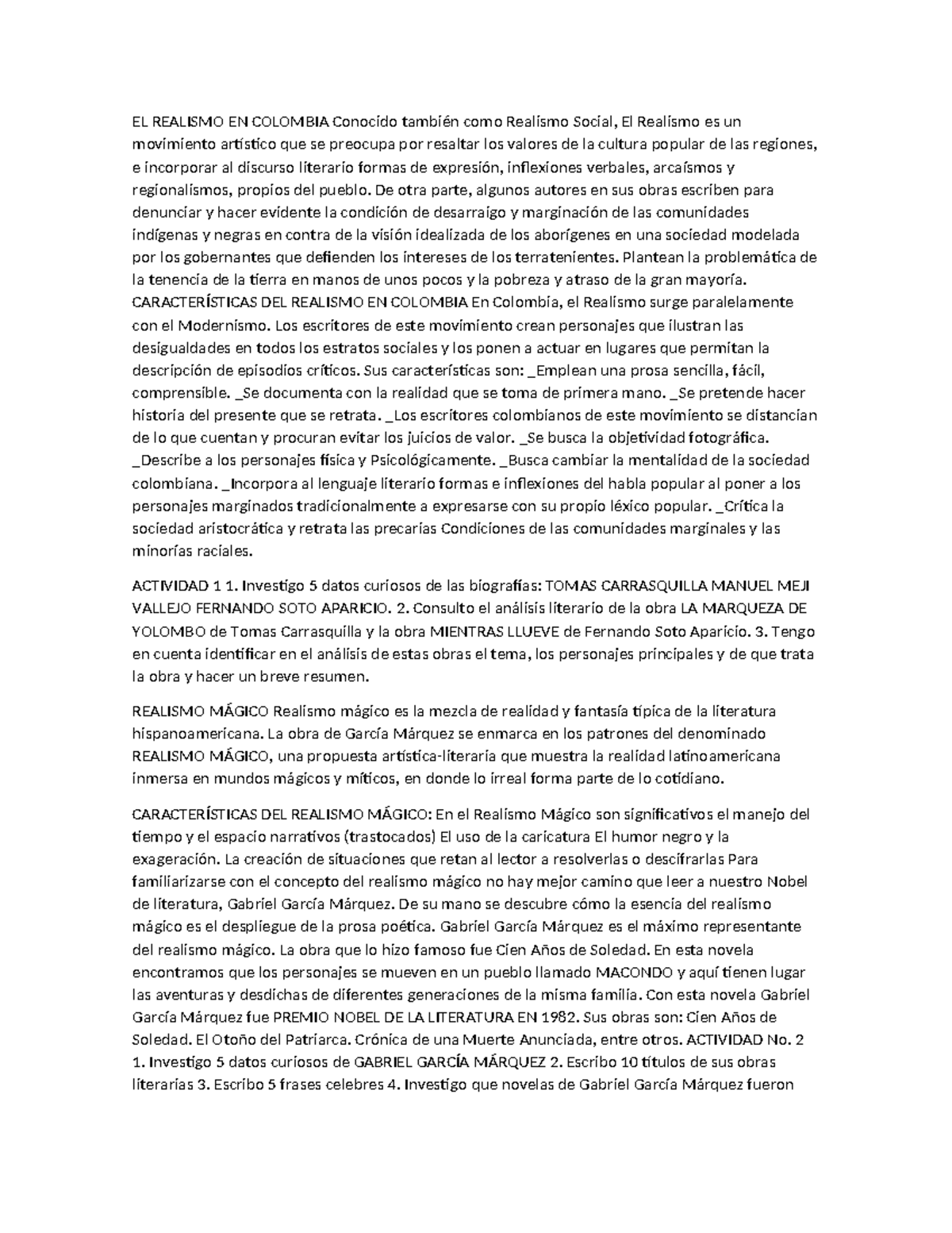 EL Realismo y Realismo Mágico en Colombia: Análisis y Características ...