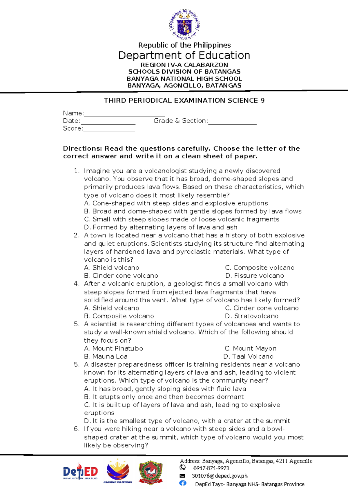 Third Periodical Exam Review for Science 9 (DEPED) - Studocu