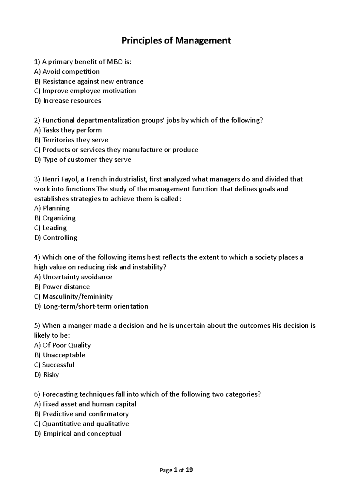 340903503 Principles of Management MCQS with Answers - Final Exam ...