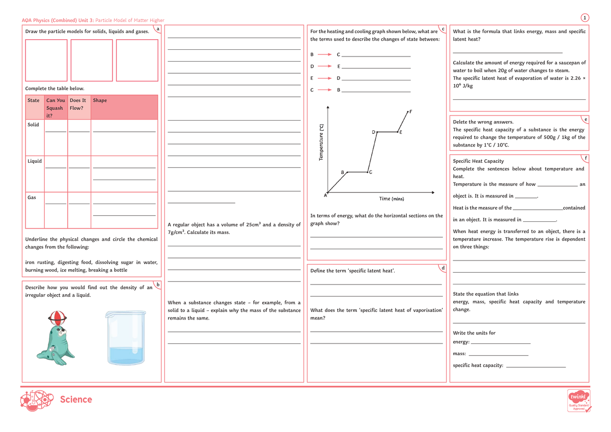 AQA GCSE Combined Science Unit 3: Particle Model of Matter Higher ...