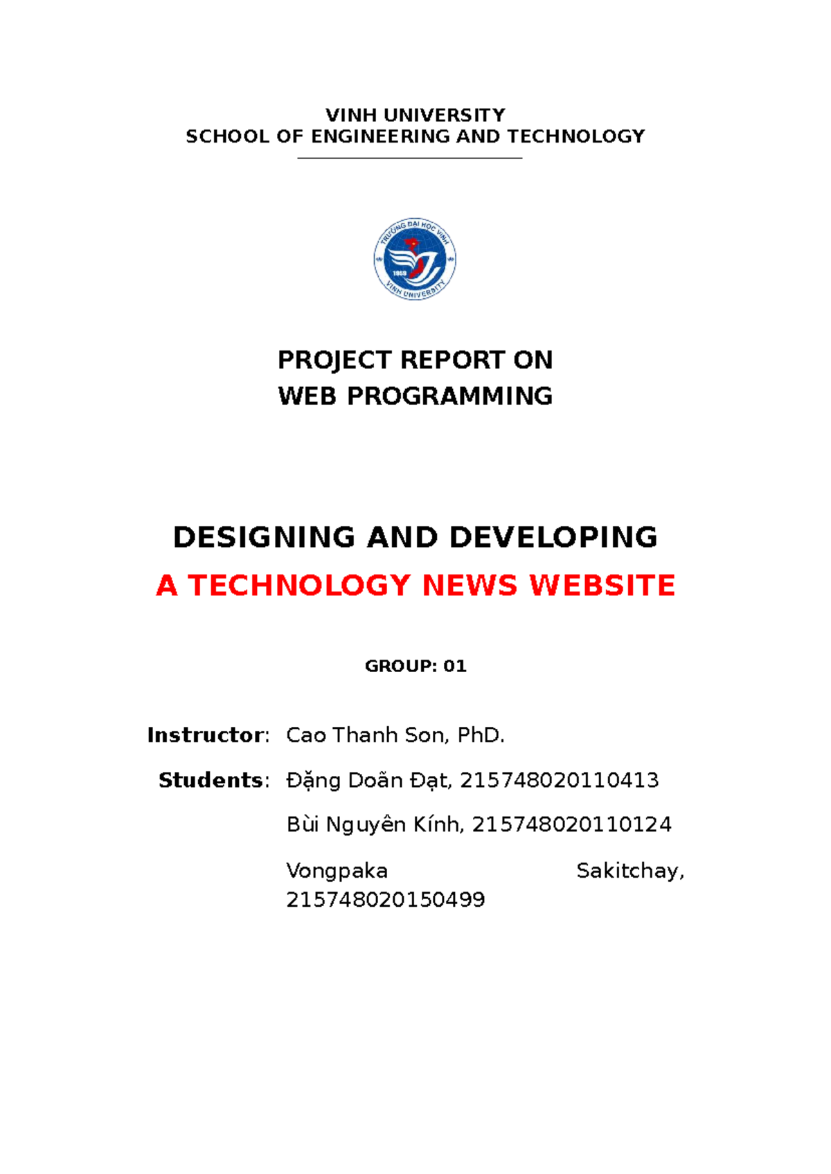 Web Programming Project Report: Designing a Tech News Website (Group 01) - Studocu