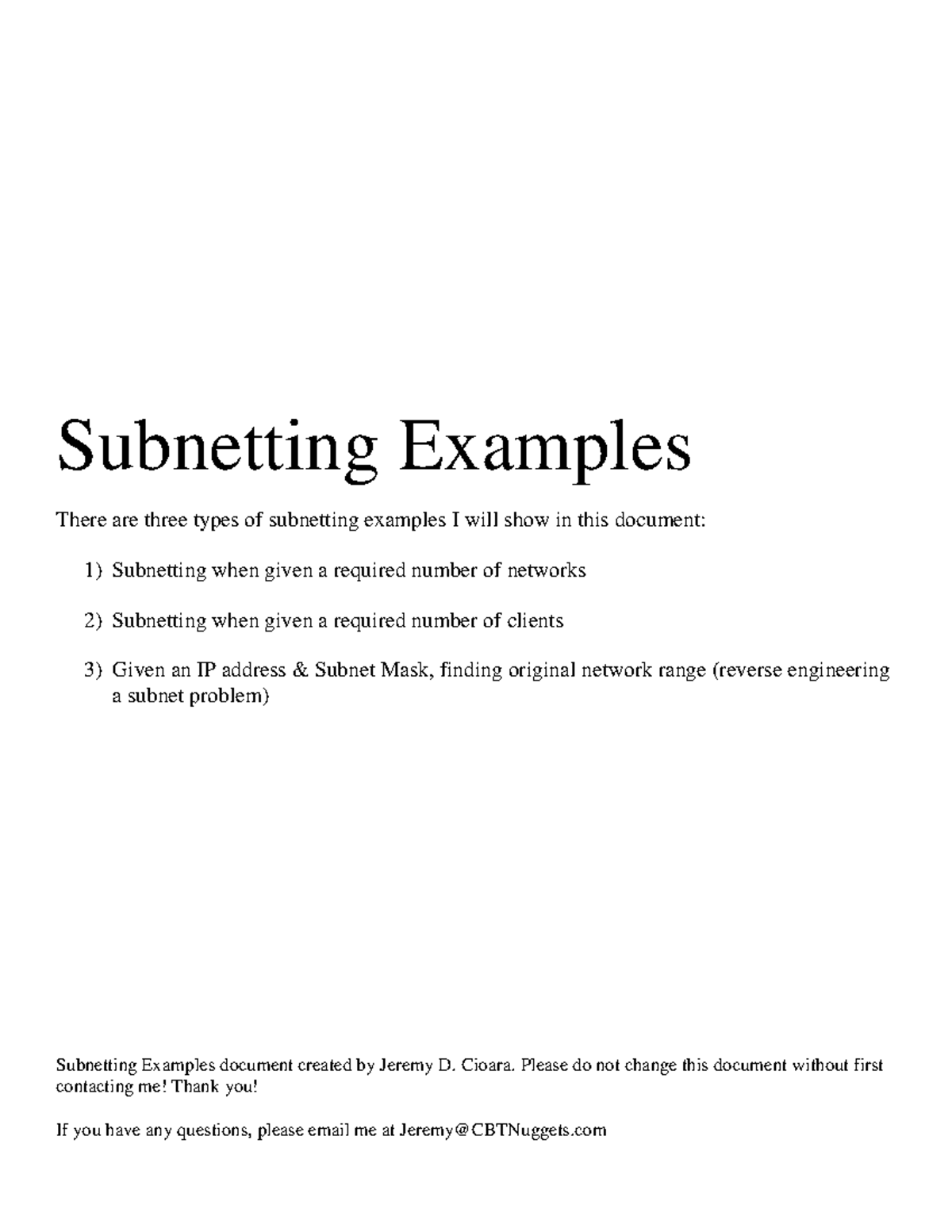 Subnetting Techniques and Examples for Network Layer - Studocu