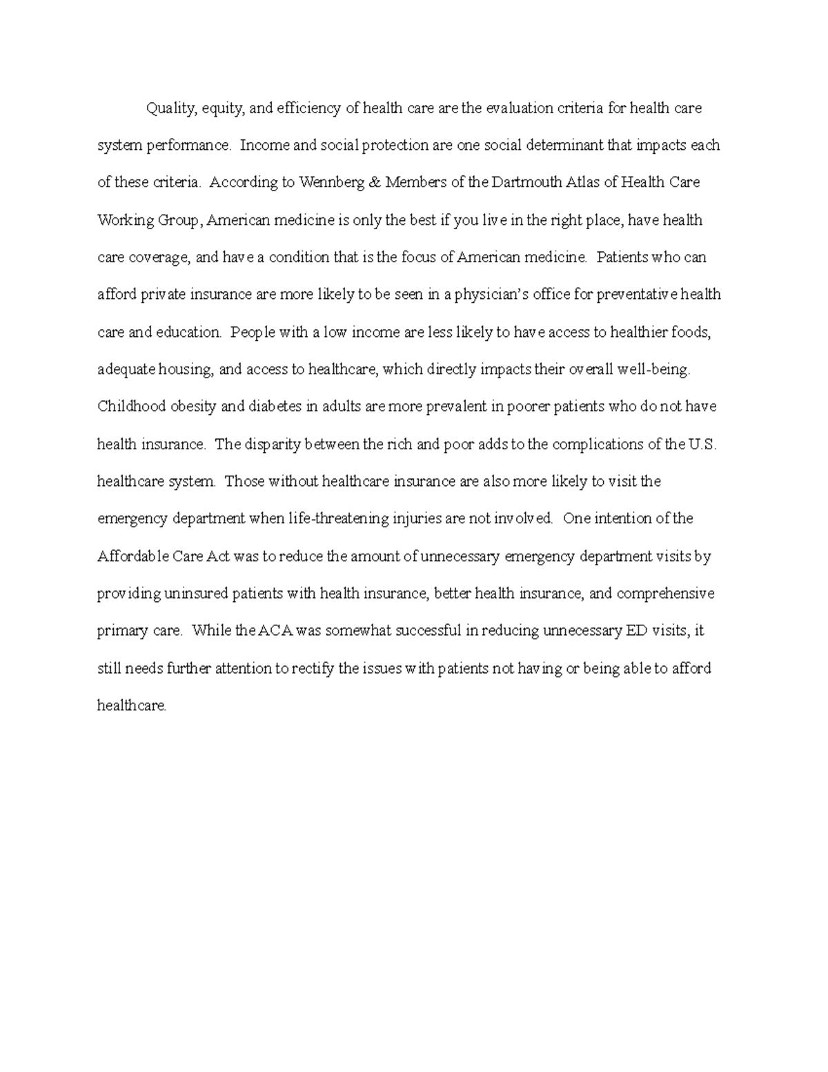 HCM Discussion 2: Evaluating Health Care Quality, Equity, and ...
