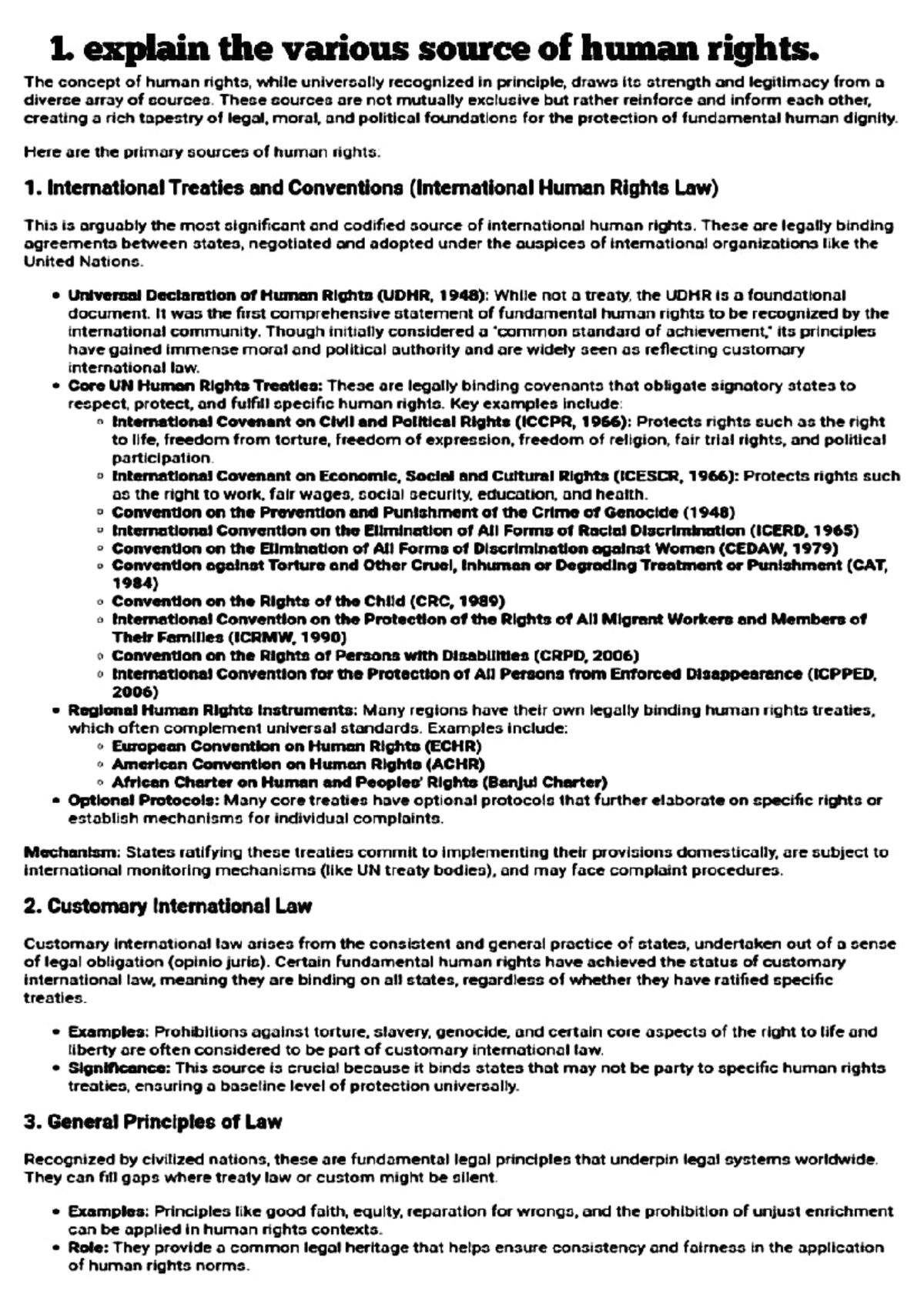 Exploring the Sources and Rights of Human Rights: A Comprehensive ...