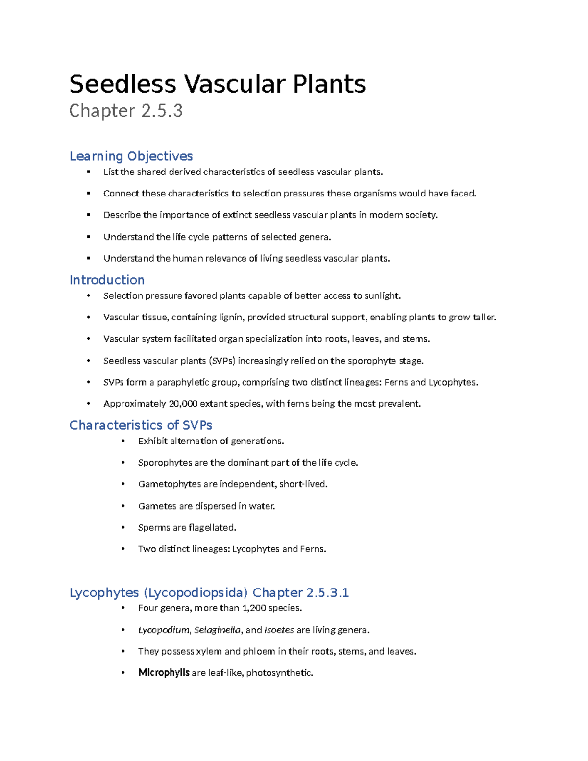 Seedless Vascular Plants: Characteristics & Importance in Society (Bio ...