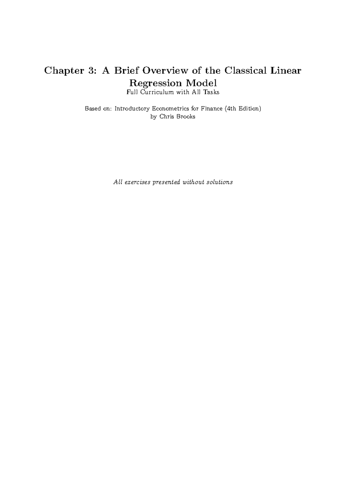 Chapter 3: Overview of Classical Linear Regression Model - Curriculum ...