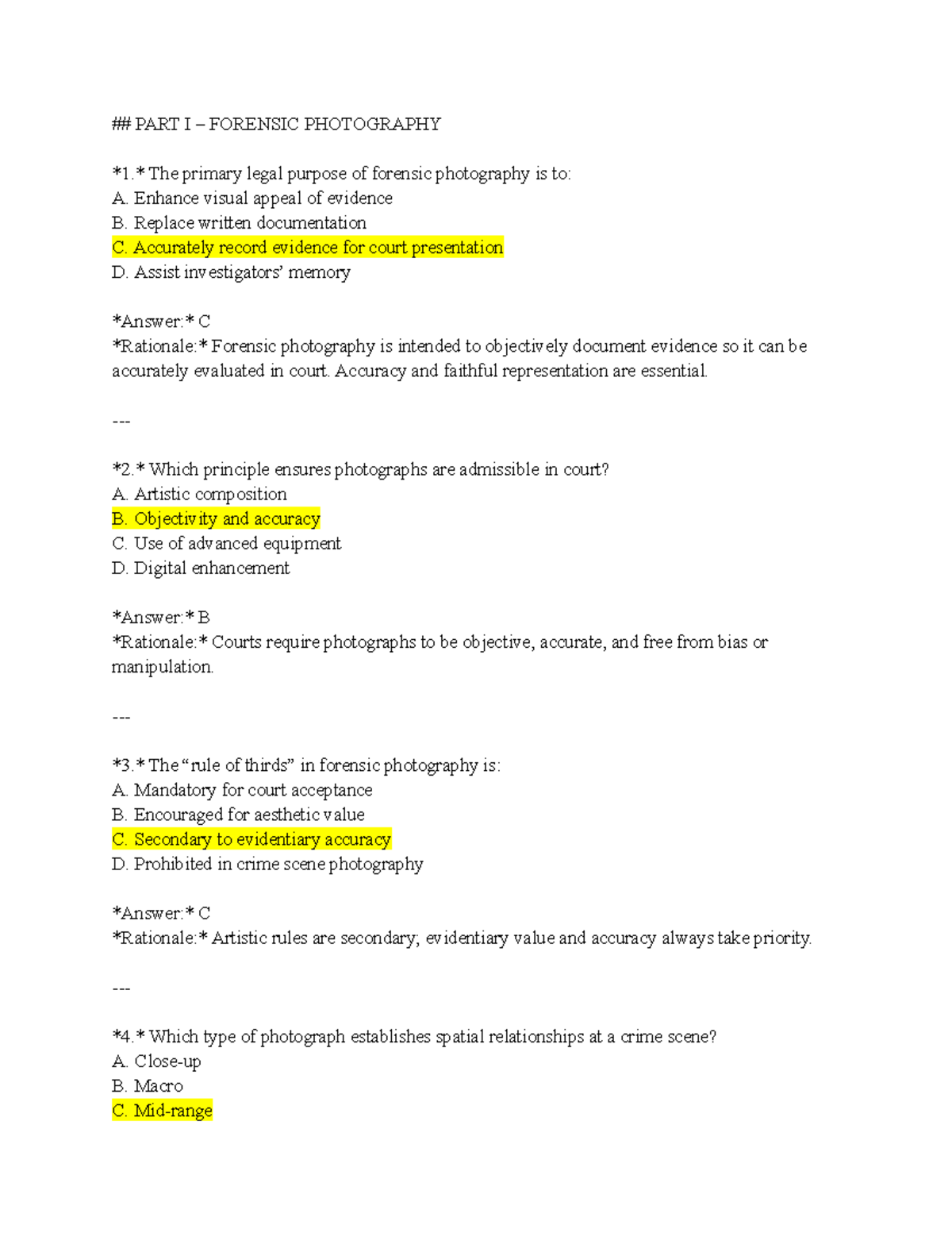 Forensic Photography & Fingerprint Analysis (FOR 1) Study Guide - Studocu