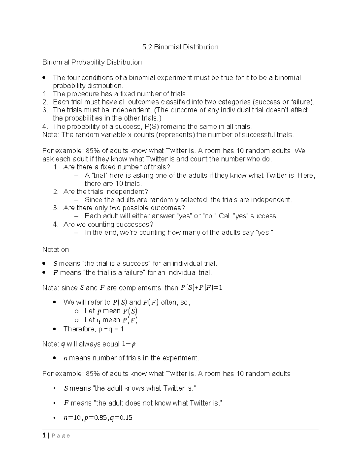 Week 4 Notes: Understanding Binomial Distribution and Probabilities ...
