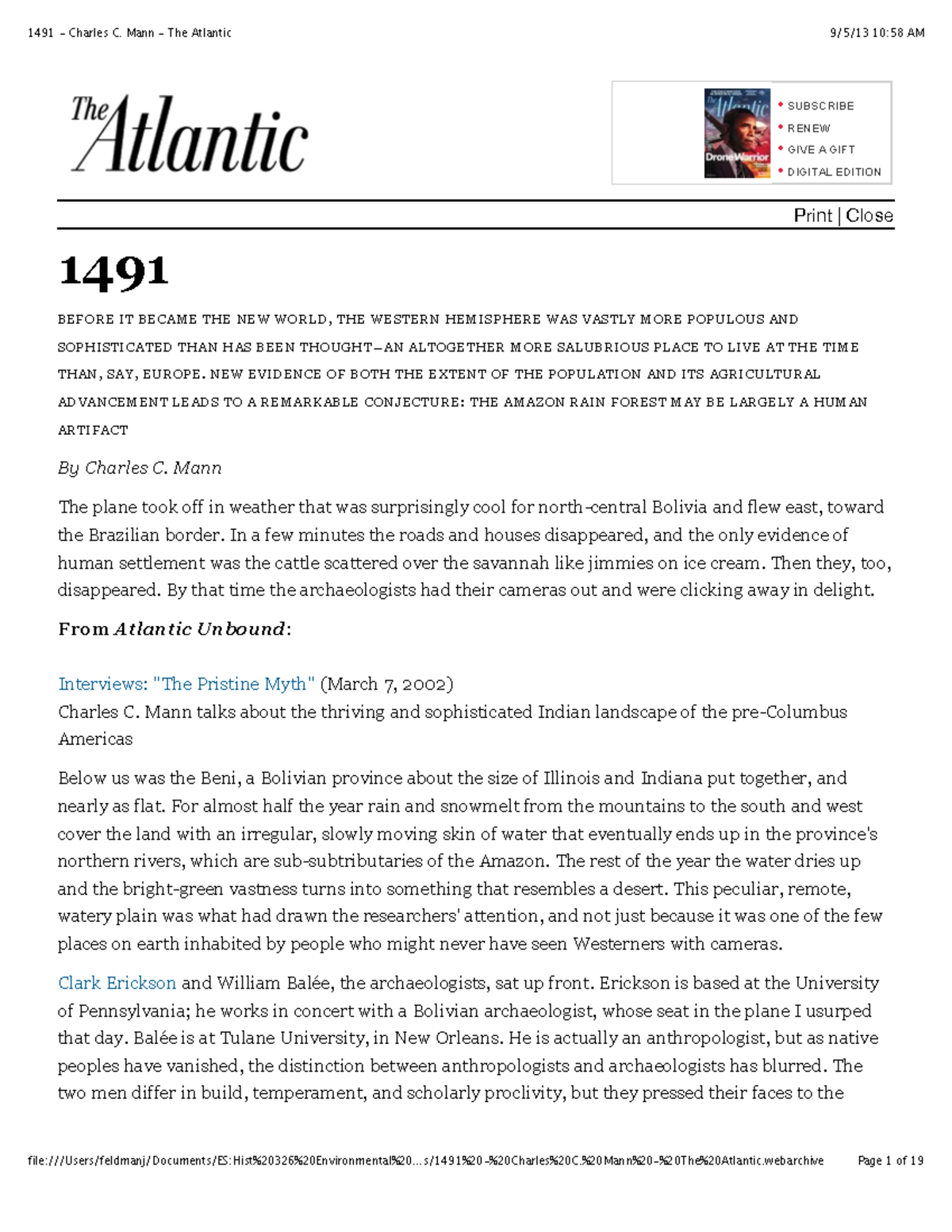 1491: The Populous and Sophisticated Americas Before Columbus - Charles ...