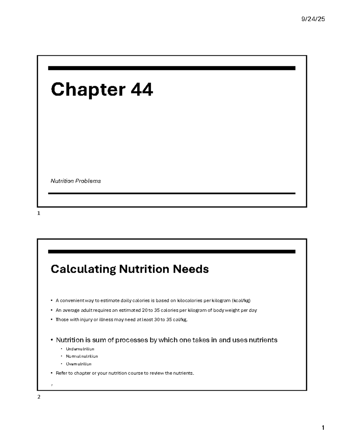 Chapter 44 Nutrition Problems: Estimating Daily Caloric Needs and ...