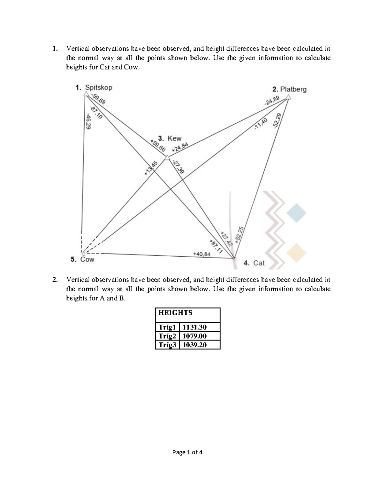 Trigonometric Heighting Questions for Trig1, Trig2, and Trig3 - Studocu