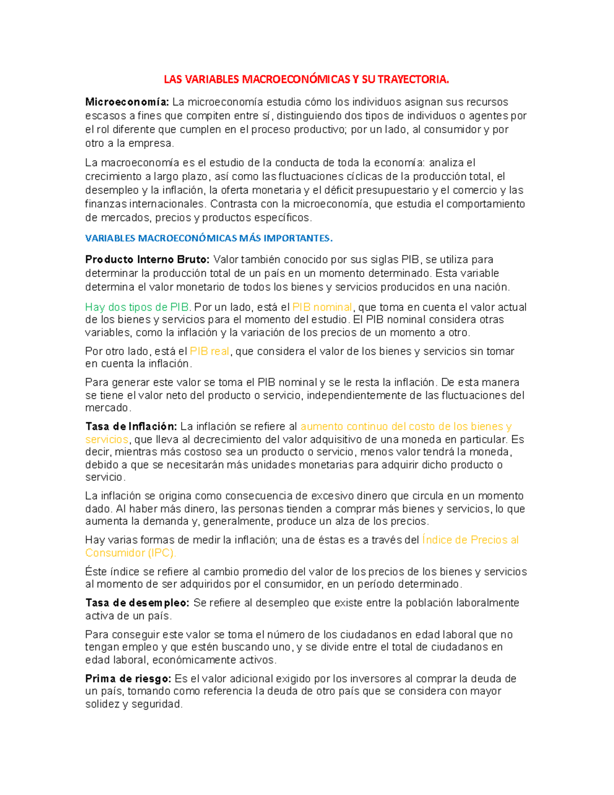 LAS Variables Macroeconómicas Y SU Trayectoria - LAS VARIABLES MACROECONÓMICAS Y SU TRAYECTORIA ...