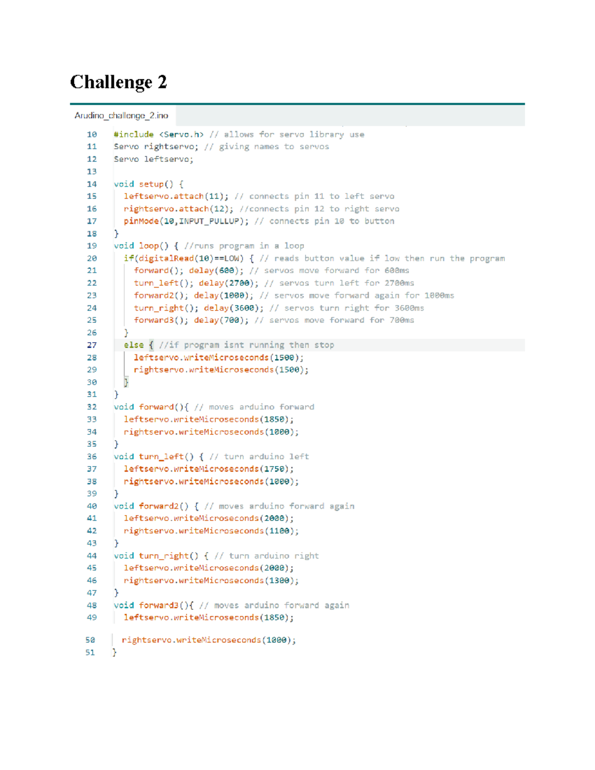 Final Exam on Arduino Challenge 2: Robot Programming and Functions - Studocu