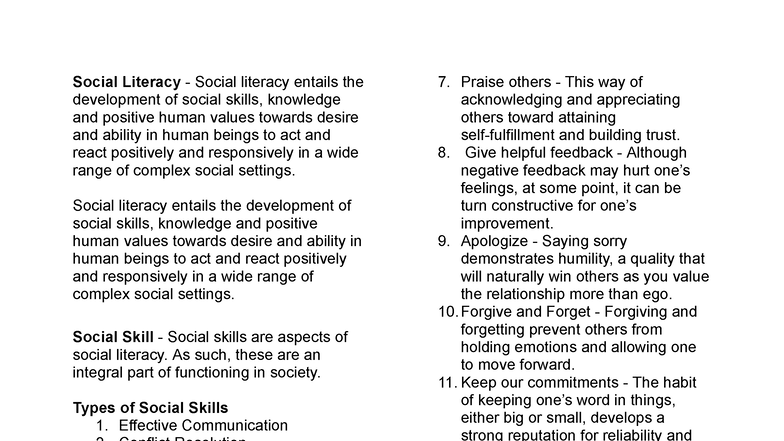 Social Literacy: Enhancing Social Skills and Emotional Intelligence ...