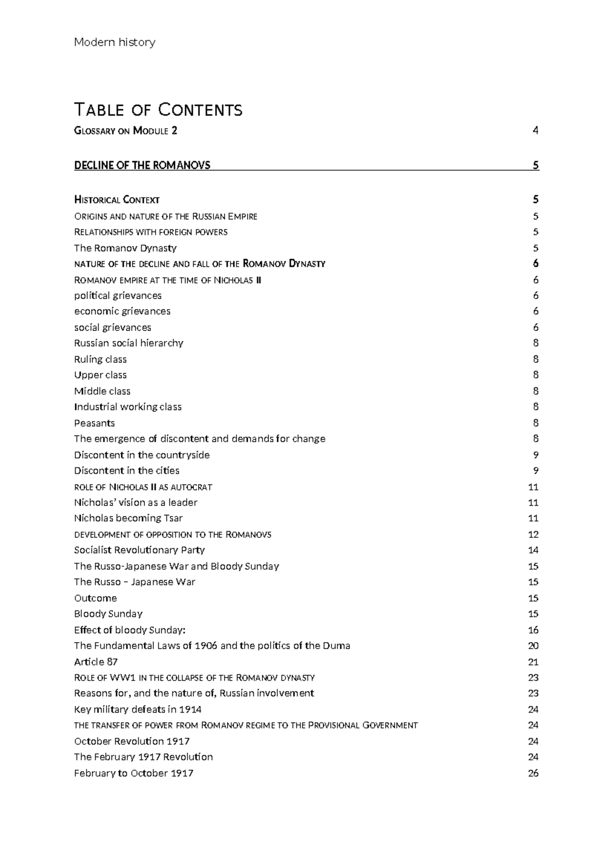 Modern History - Decline of the Romanovs and WWI Impact - Studocu