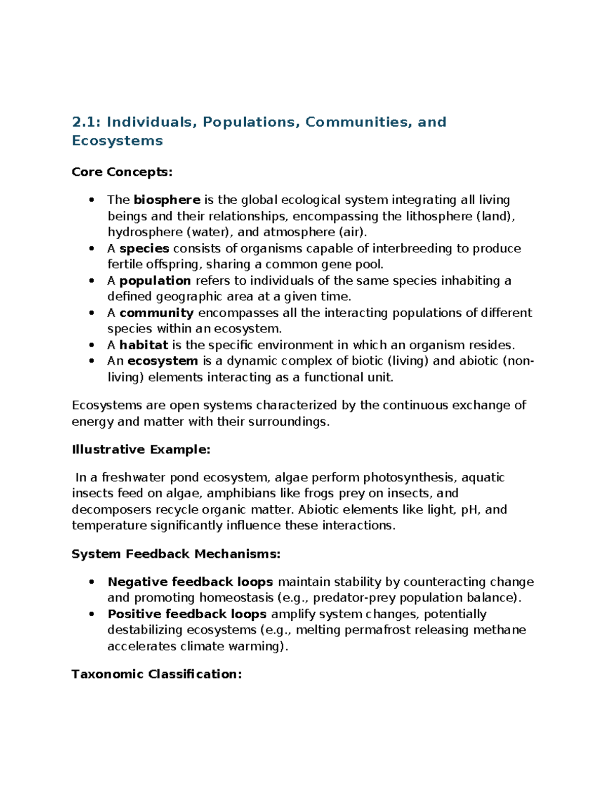 Ess Notes - Unit 1-3: Core Concepts in Ecology and Conservation - Studocu