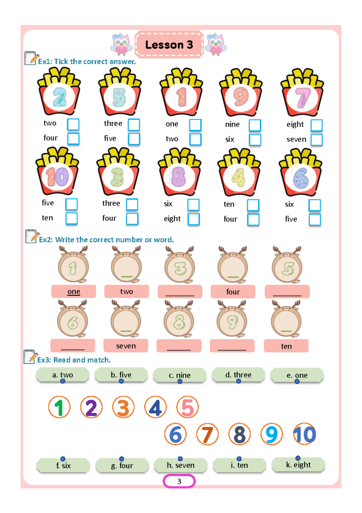 English for Kids: Lesson 3-6 Exercises and Activities - Studocu