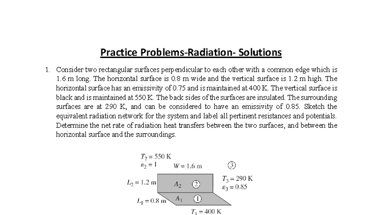 Practice Problems - Radiation Solutions (ENGR 101) - Studocu
