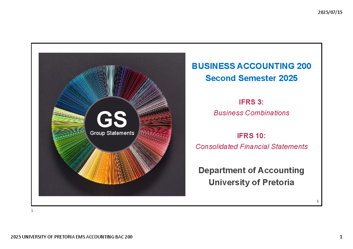 BAC 200 GS2 2025 Class Slides: IFRS Group Statements & Consolidation ...