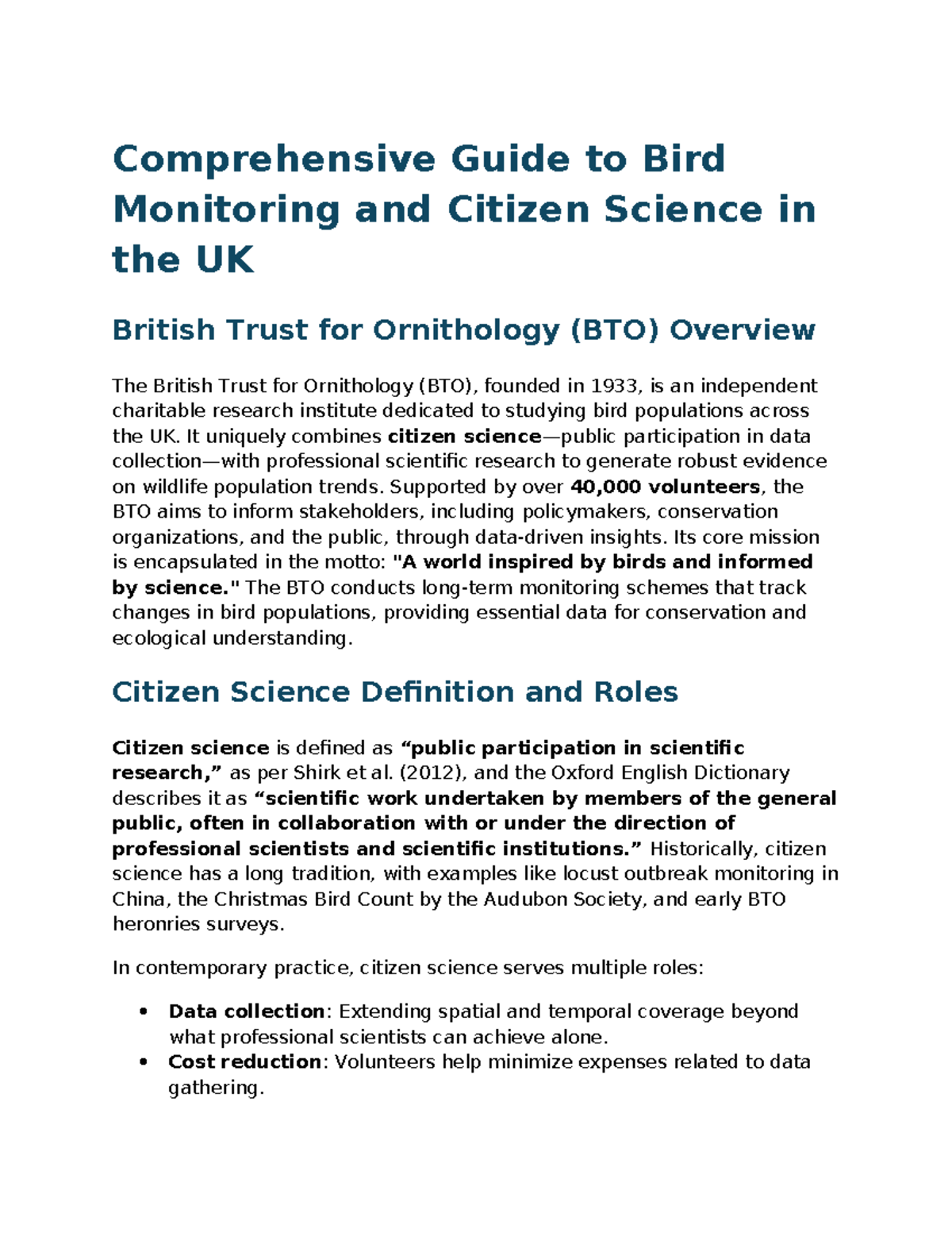 Integrated Monitoring of Bird Populations: A BTO Citizen Science Guide ...